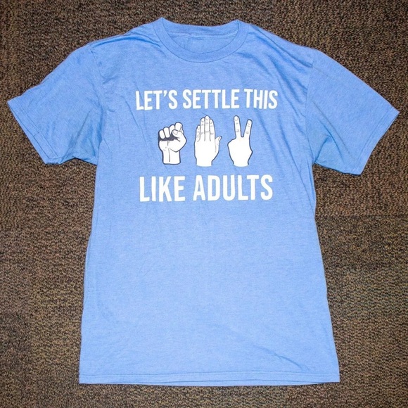 TeeLuv | Shirts | Funny Lets Settle This Like Adults Rock Paper Scissors Blue Graphic Tshirt ...